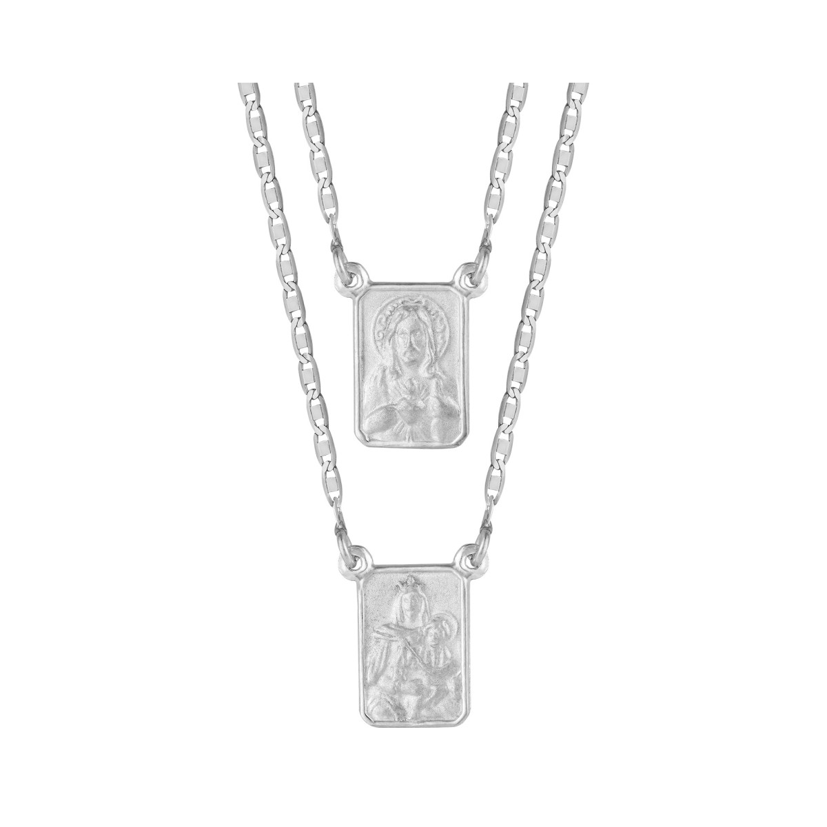 Escapulário Prata Dupla Face S. C. de Jesus e NSra. do Carmo com ...