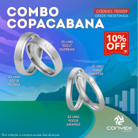 Kit Convex Copacabana com 100 Alianças de Aço: 25 Alysia, 25 Amarus, 25 ...